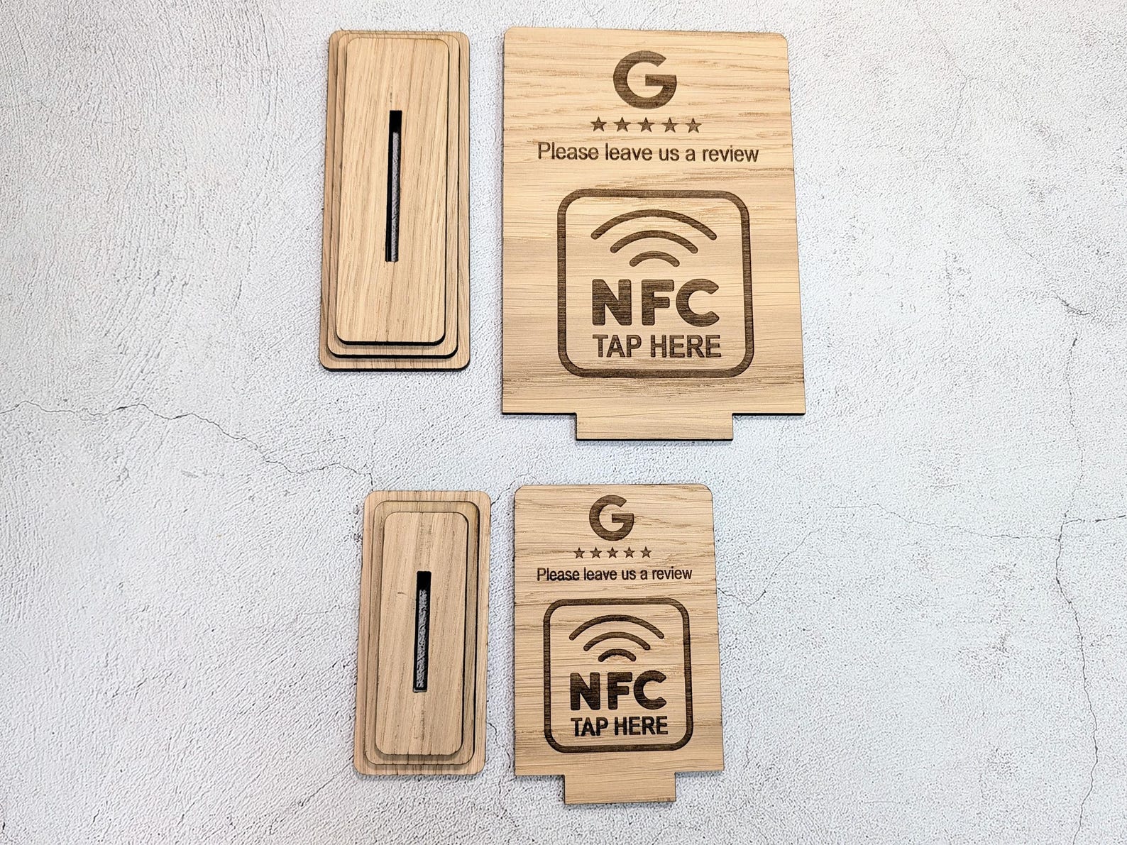 NFC Google Review Sign – Oak Veneered Business Review Display, Tap to ...