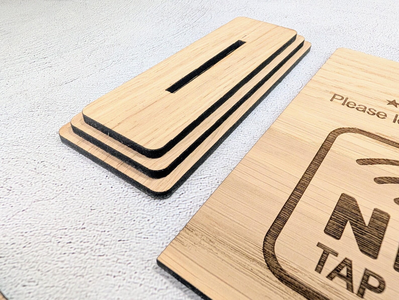 NFC Google Review Sign – Oak Veneered Business Review Display, Tap to ...