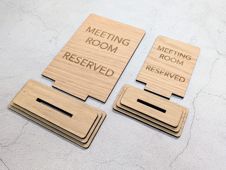 Meeting Room Reserved Sign – Wooden Table Sign, Single or Double Sided ...