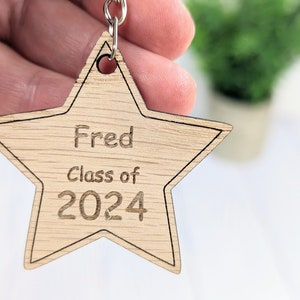 Custom Engraved Wooden Keyring - Personalised Student Gift for End of ...