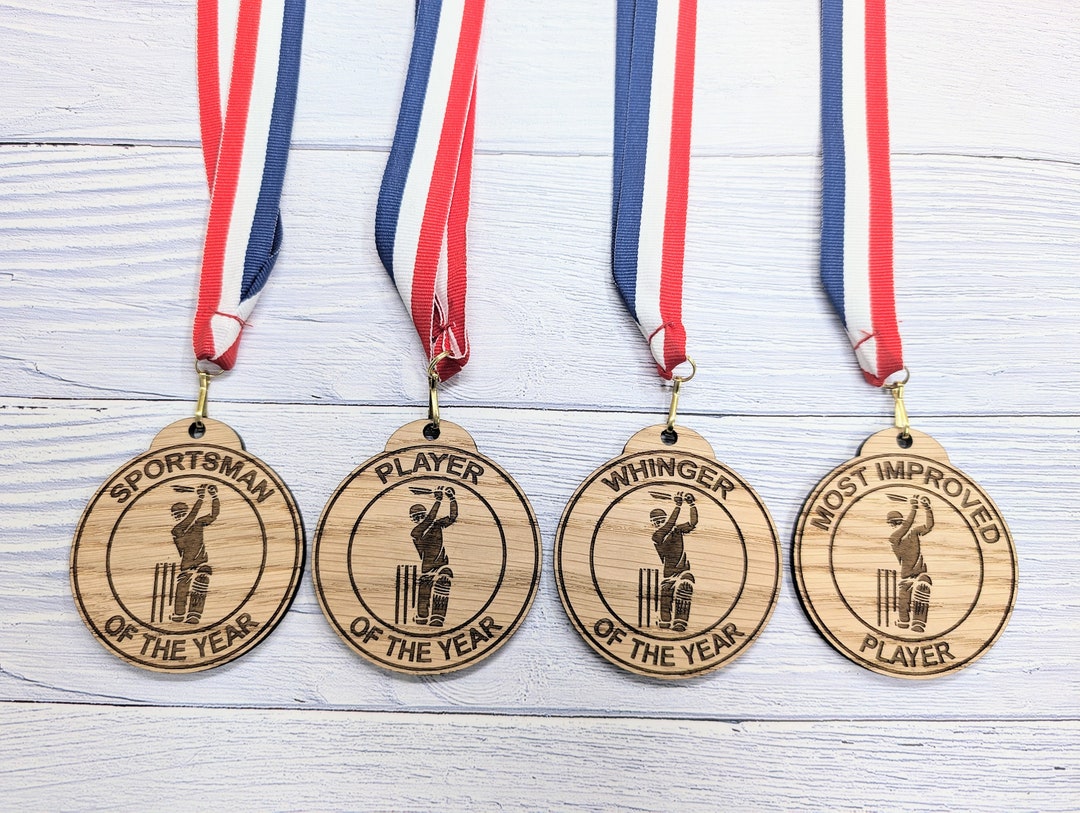 Custom Cricket-themed Wooden Medals - Personalised Sports Awards for ...
