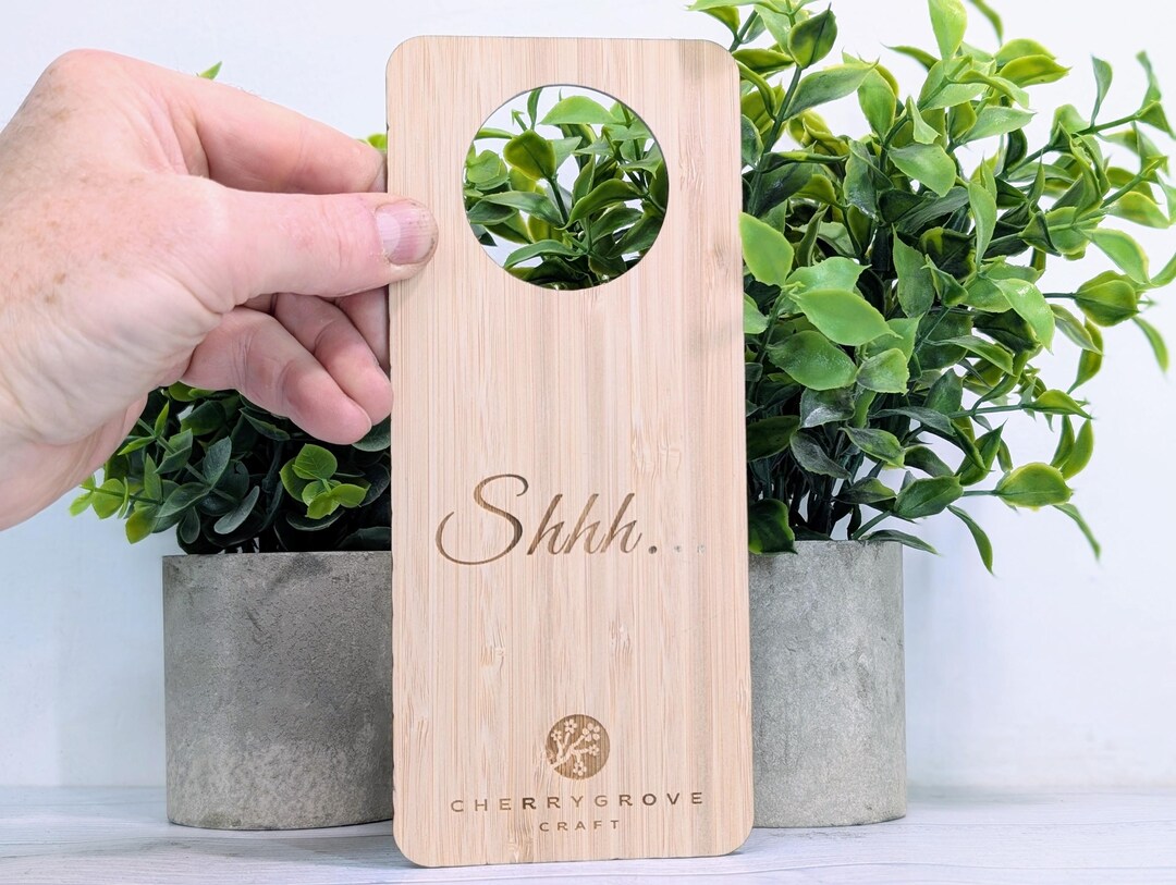 Personalised Bamboo Door Hanger – "shhh..." and "please Make up My Room ...