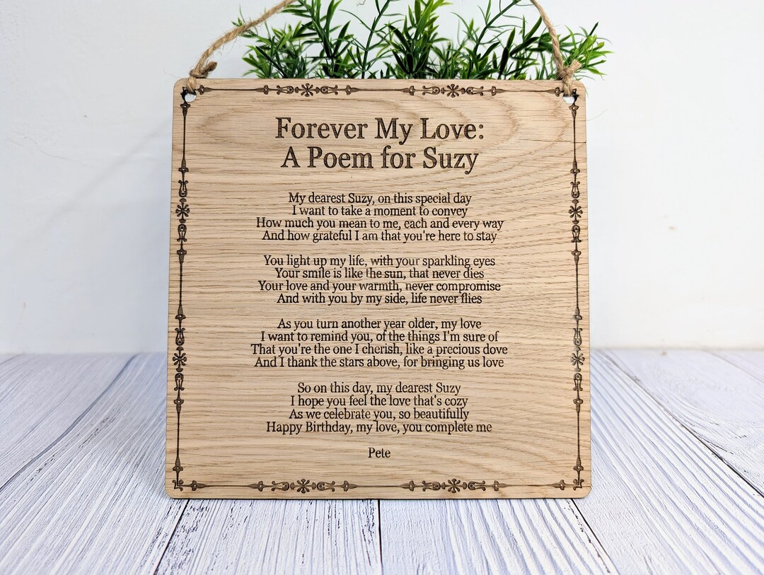 Personalised Poem Sign | Traditional Style Engraved Wall Plaque | Oak ...