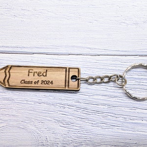 Personalised Student Pencil Keyrings, Oak School Key Chains, Students ...