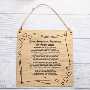 Personalised Poem Plaque: Romantic Heart Border, Oak Veneer - Etsy UK