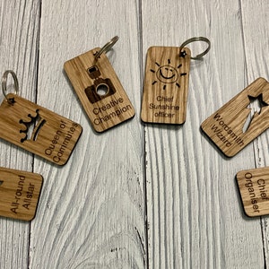 Engraved Oak Wood Employee Appreciation Keyring: Personalised Staff ...