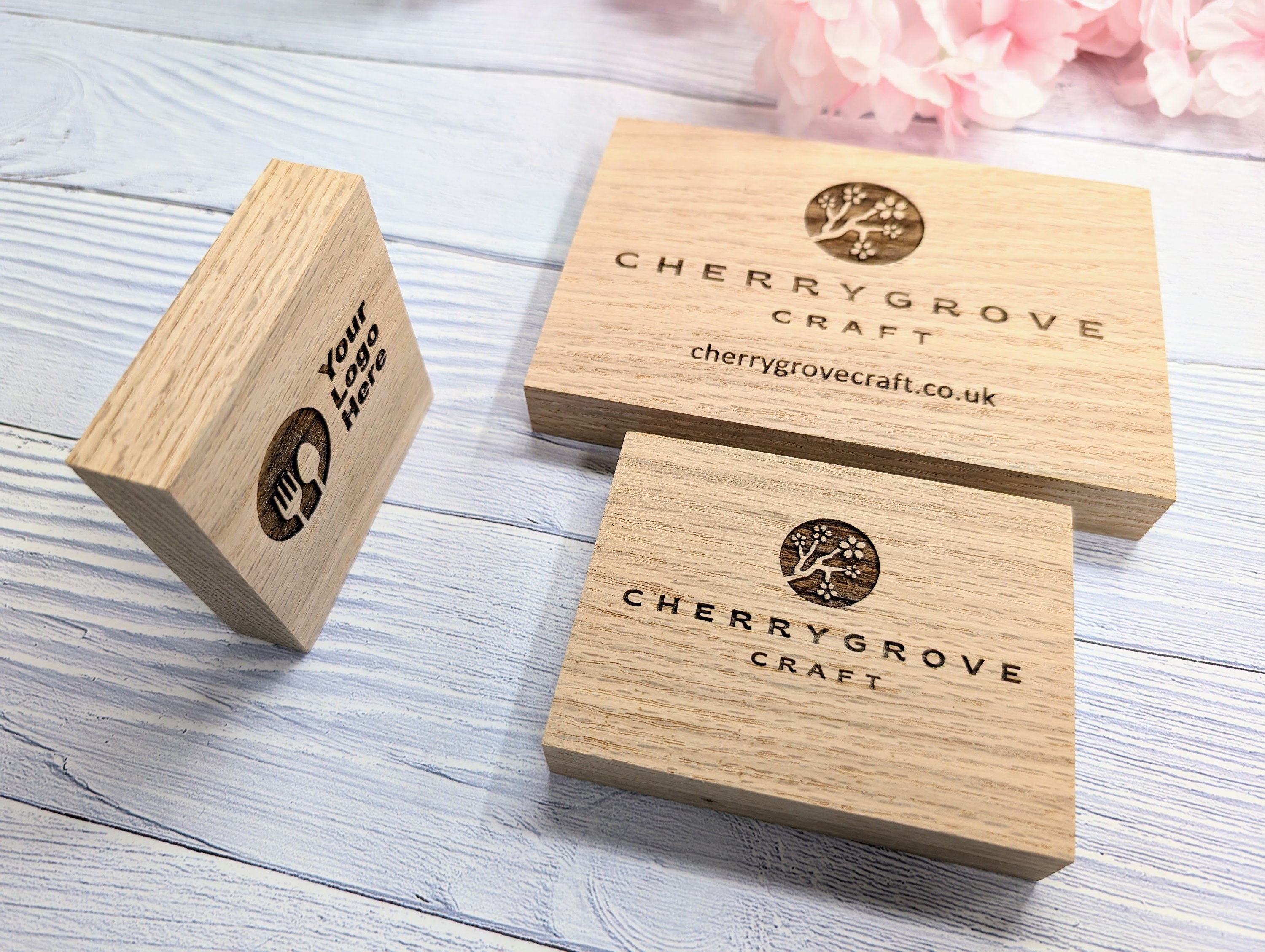Custom Logo Engraved Solid Oak Block: Personalised Freestanding Sign - Etsy