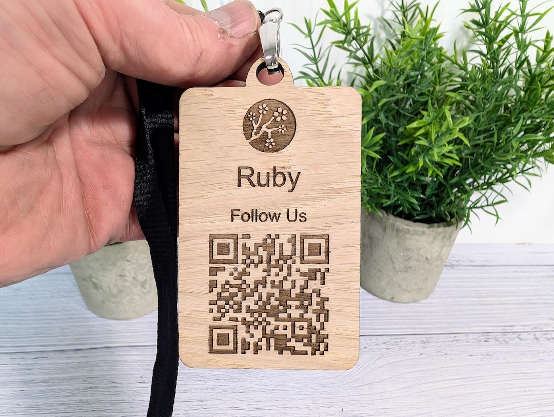 Interactive QR Code Eco-friendly Portrait Name Badges With Eco Lanyards ...