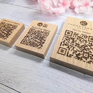 QR Code Solid Oak Blocks - Personalised Oak Blocks - QR Code - Custom ...