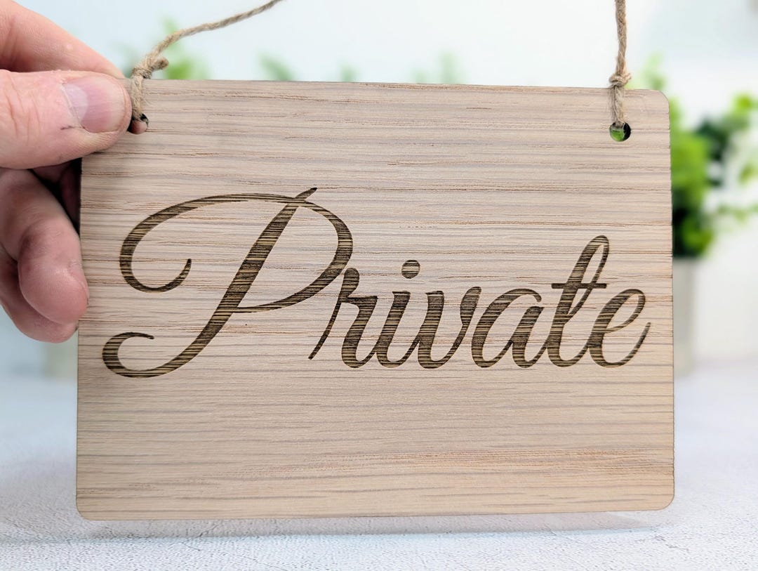 Private Door Sign – Oak Veneered Wooden Hanging Sign for Offices, Guest ...