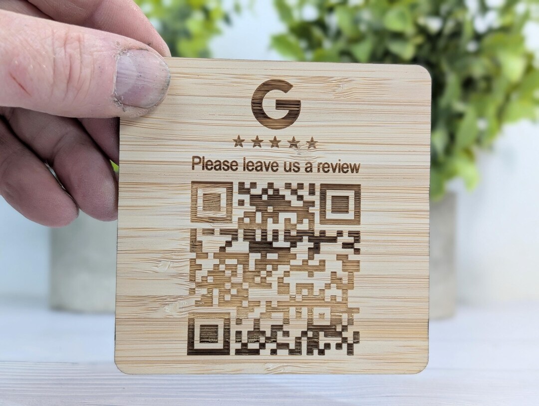 Personalised Bamboo QR Code Coaster: Google Reviews, Eco-friendly - Etsy