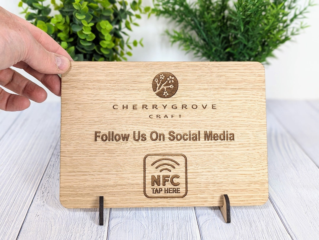 Custom NFC 'tap to Follow Us' Wooden Sign - Personalised Social Media ...