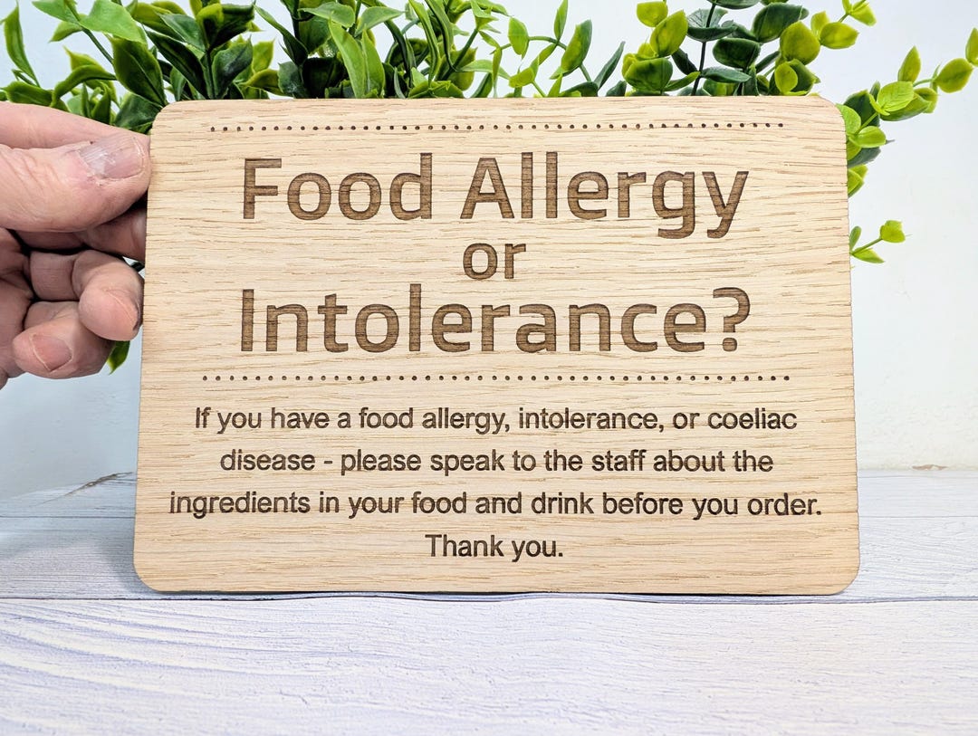 Personalised Wooden Food Allergy Sign – Freestanding Oak Café ...