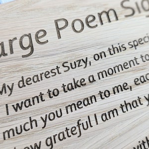 A4 Personalised Wooden Poem Sign - Custom Engraved, Ideal for Longer ...