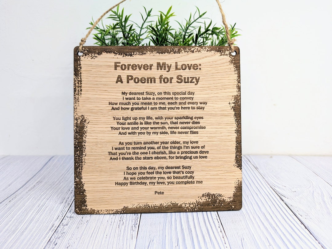 Engraved Poem Sign: Rustic Oak MDF, Personalised Message - Etsy