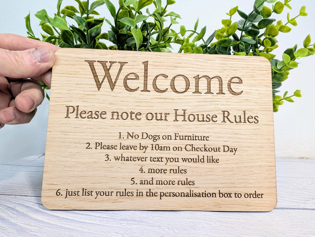 Personalised Wooden House Rules Sign – Custom Sustainable Oak ...