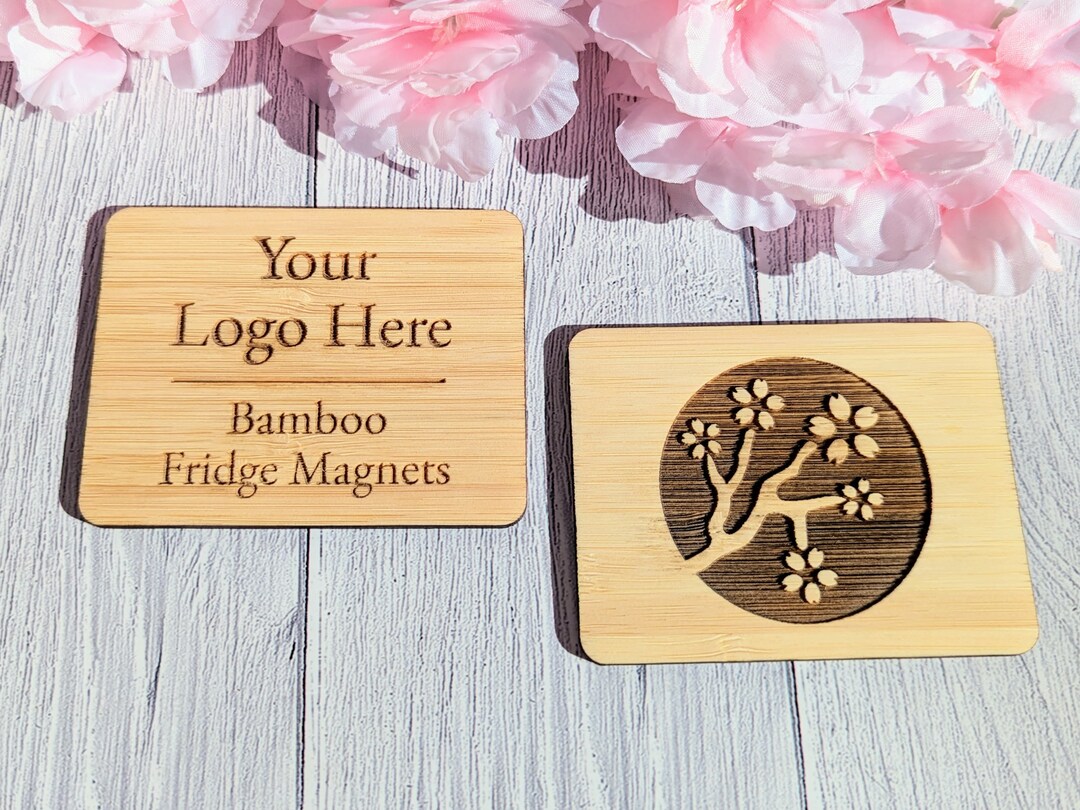 Personalised Bamboo Fridge Magnets: Engraved Logo, Sustainable Business ...