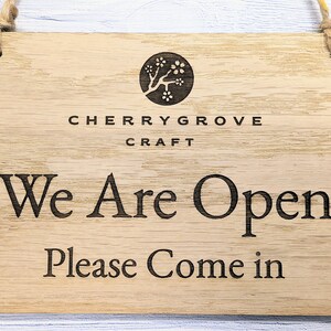 Personalised 'we Are Open, Please Come In' Wooden Sign - Custom Logo ...