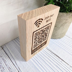 Wifi QR Code Oak Sign, Join Our Wifi, Custom Oak Sign With QR Code ...