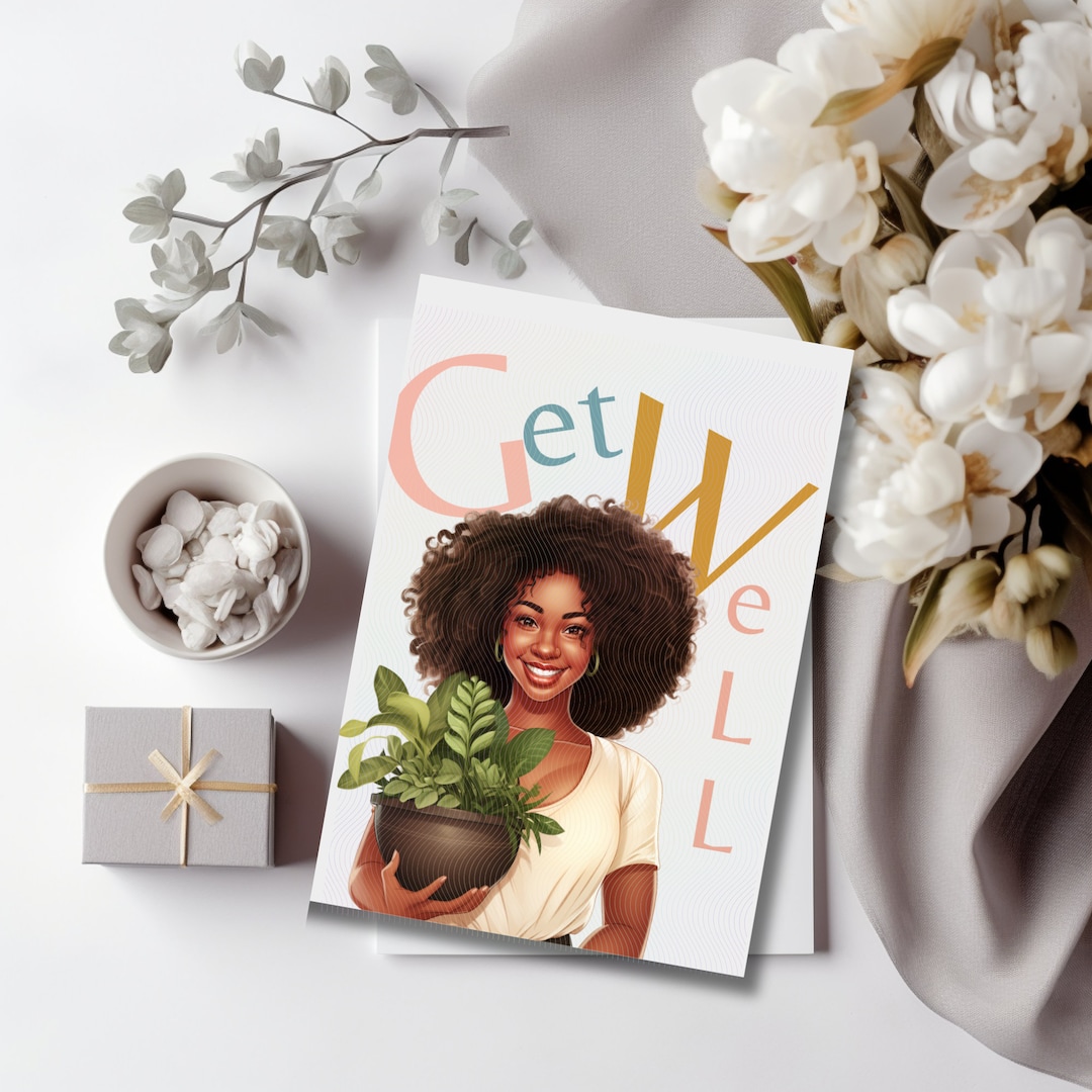 Get Well Soon | Black Greeting Card | Black Woman | Thinking of You ...