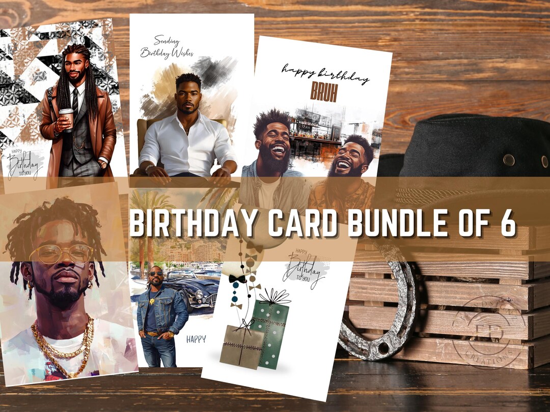 Black Men Birthday Cards | Set of 6 | African American Greeting Cards ...