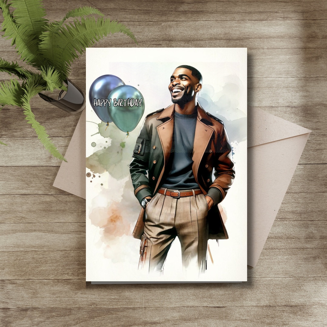Black Man Birthday Black Men Cards African American Greeting Card - Etsy