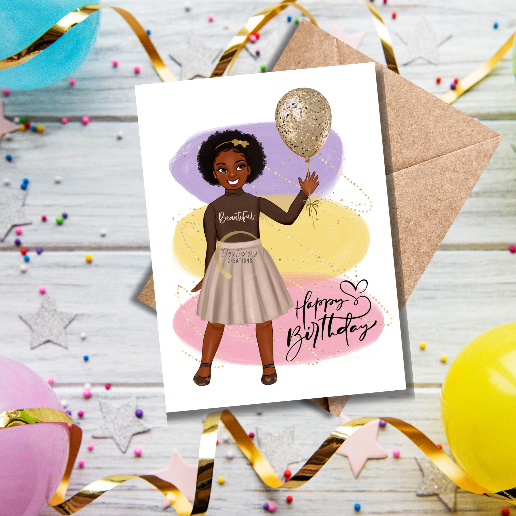 Happy Birthday Little Black Girl Greeting Cards African American ...