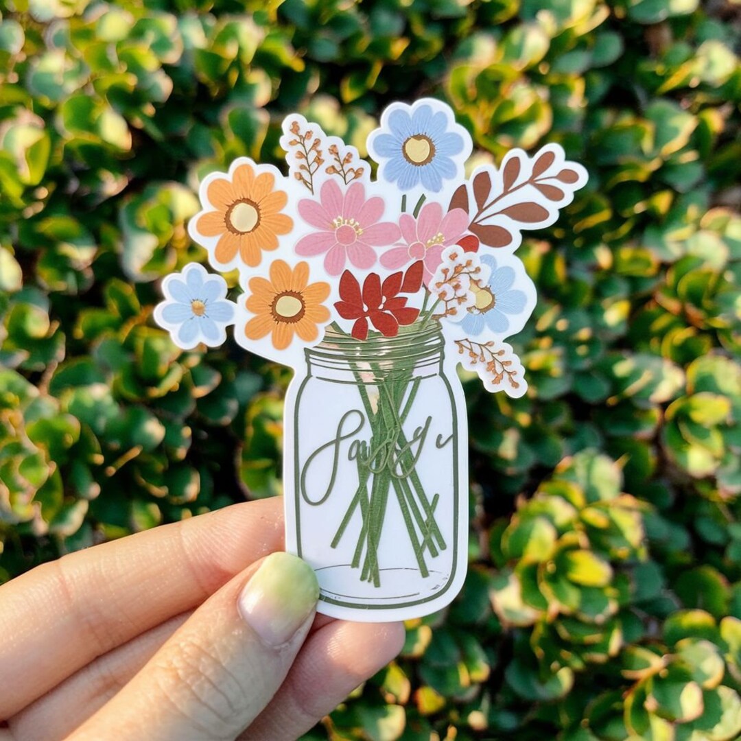 Mason Jar Sticker Flower Stickers Bouquet Sticker Summer Stickers ...