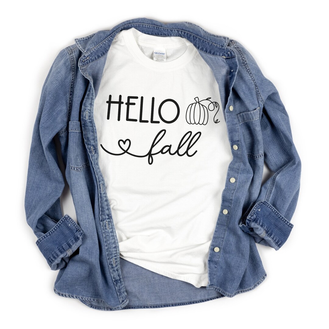 Hello Fall Shirt, Hello Fall Top, Fall Shirt, Cute Fall Shirt, Pumpkin ...