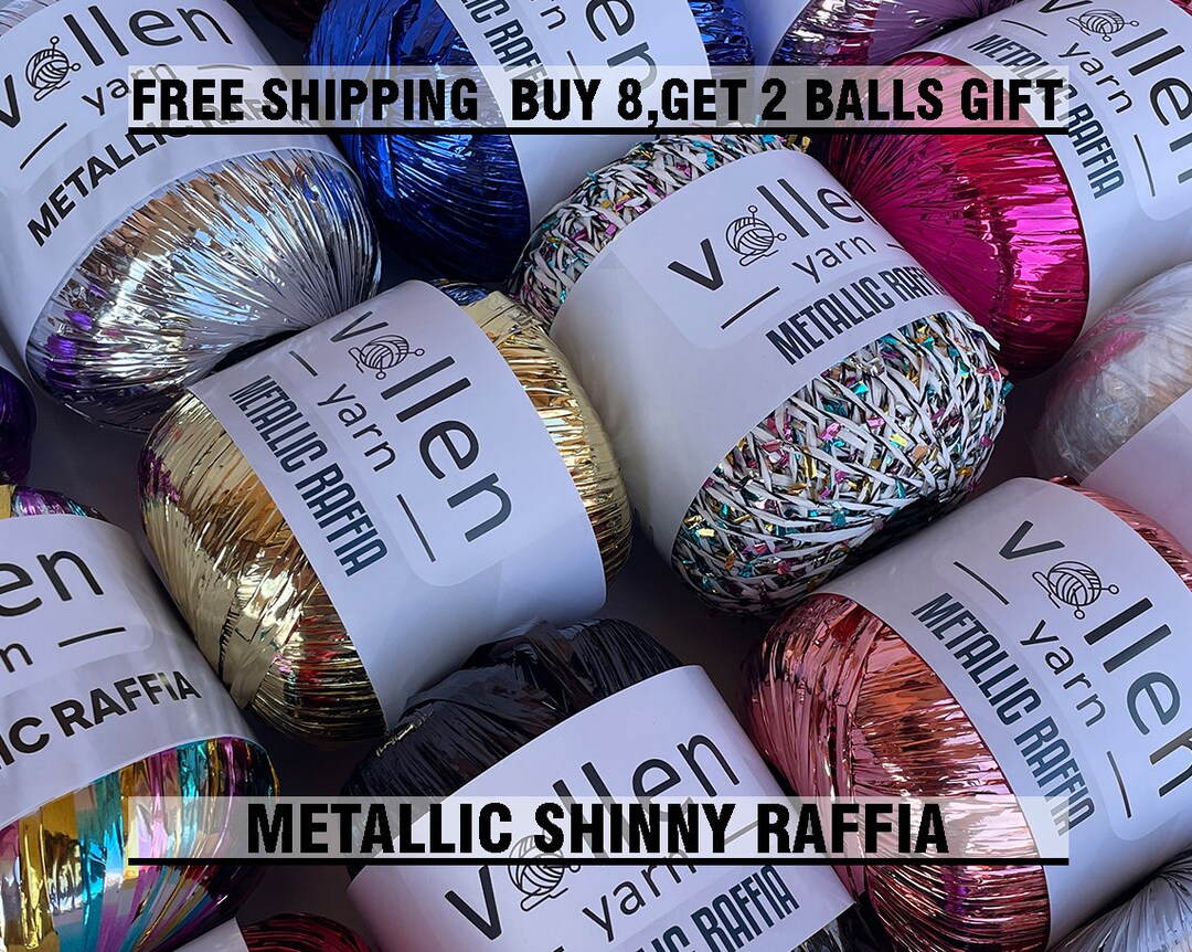 Crochet Metallic Shiny Raffia Yarn,glossing Yarn,metallic Knitting Yarn ...