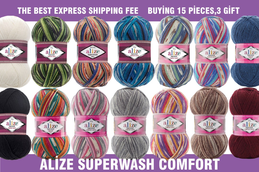 Alize Superwash Comfort Socks,woll Sock Yarn,merino Wool Yarn,fingering Weight,self Striping ...