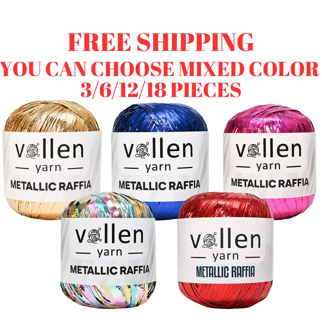 Vollenyarn Metallic Shiny Raffia Yarn, Glossing Yarn, Crochet Raffia ...