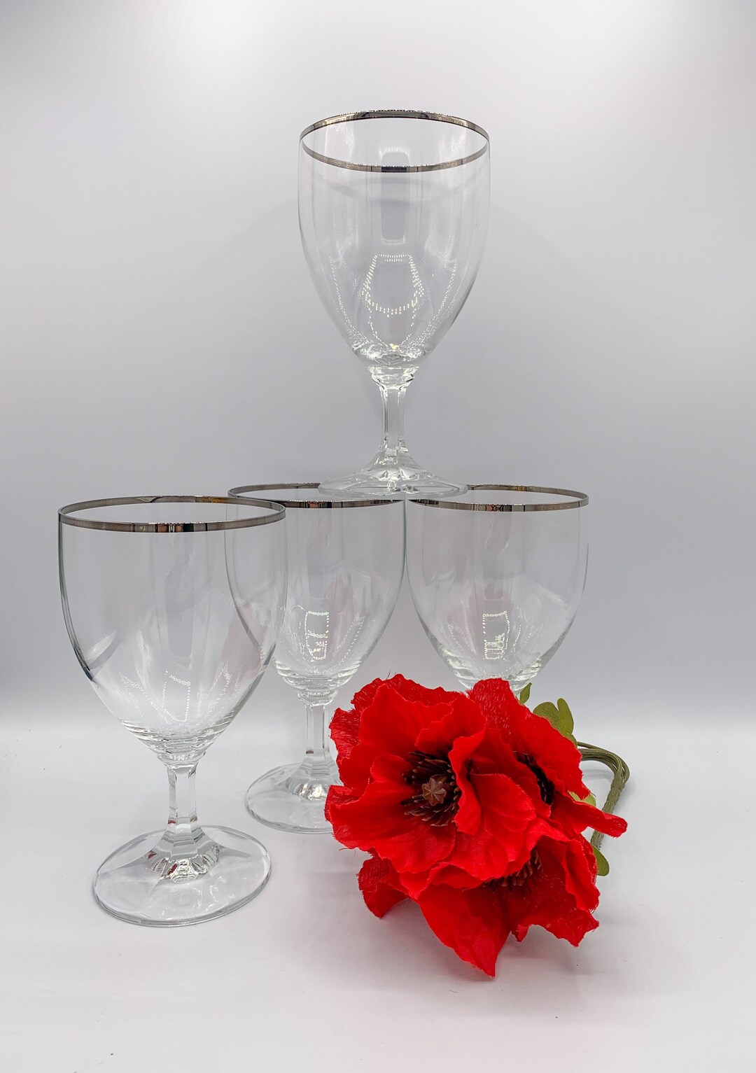 Crystal Wine Glasses, Crystal Goblets, Silver Rimmed Goblets, Water ...