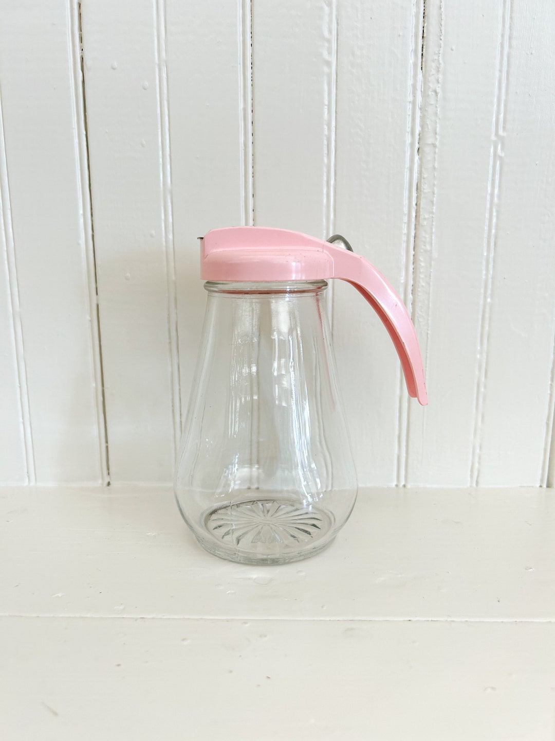 Vintage Syrup Pitcher, Maple Syrup Pitcher, Pink Syrup Pitcher, Retro Kitchen, Vintage Kitchen ...