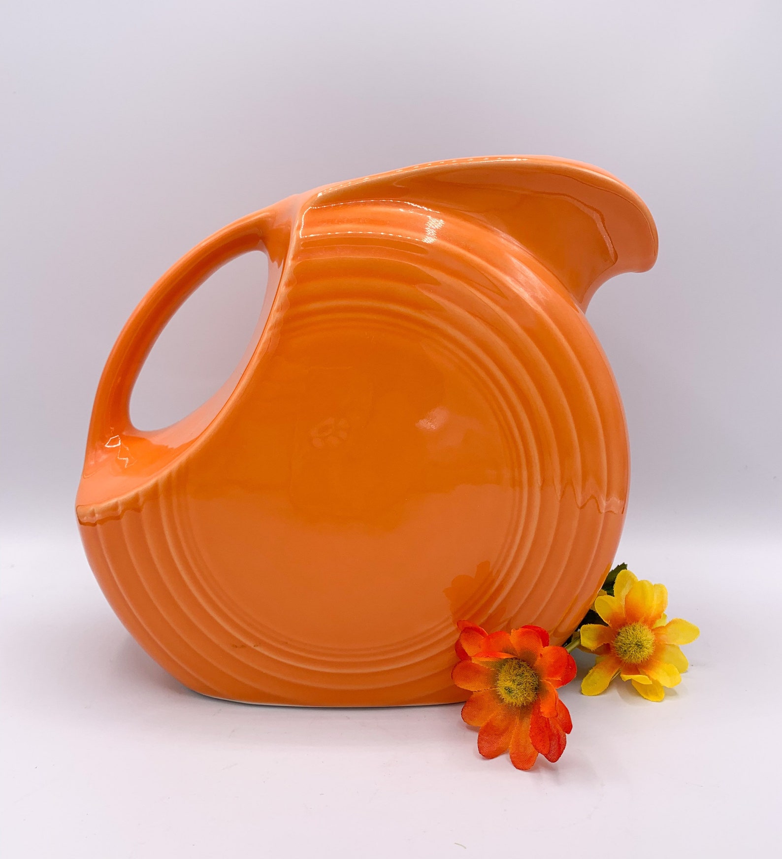 Fiesta Pitcher Fiesta Disc Pitcher Apricot Fiestaware Art Deco Pitcher ...