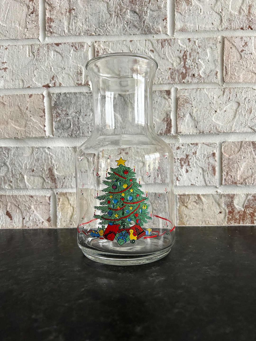 Vintage Christmas Carafe Pitcher, Ice Tea Pitcher, Juice Carafe, Juice ...