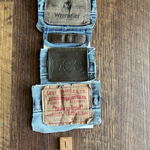 Salvaged Blue Jean Leather Tags, Jean Back Tags, Repurposed Jean Tags ...