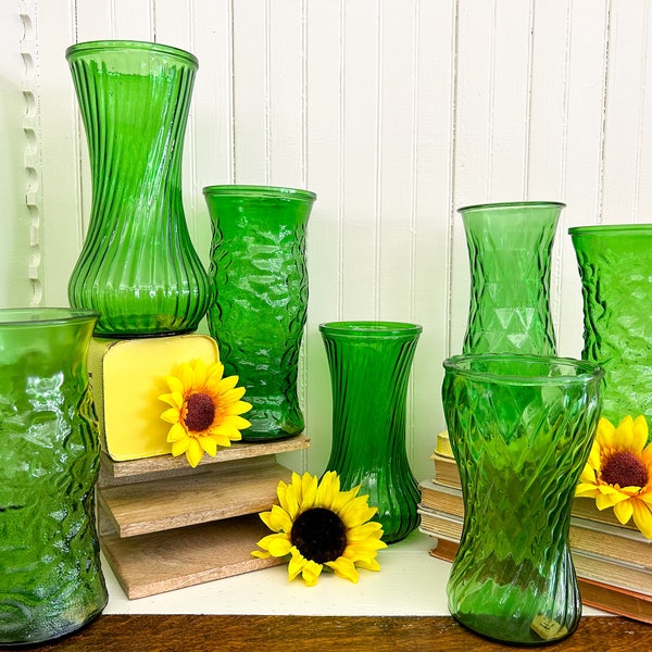 Green Glass Vase - Etsy