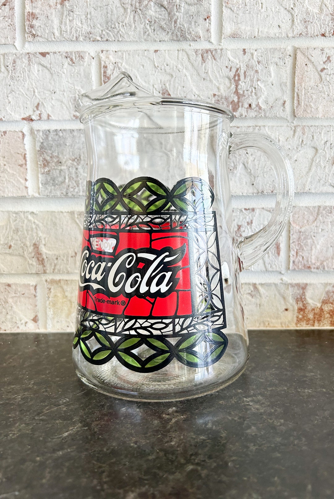 Vintage Coca Cola Pitcher Tiffany Style, Libbey Stained Glass, Stained ...