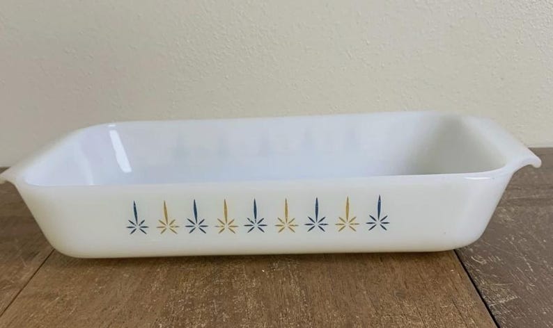 Fire King Casserole Dish, Vintage Fire King Atomic Candle, Baking Dish ...