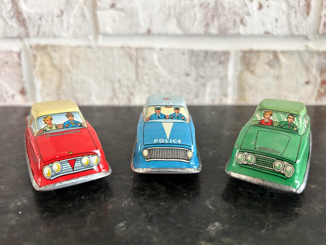 Set of 3 Vintage 1950s-1960s Wind-up Cars, Vintage Tin Cars, Vintage ...