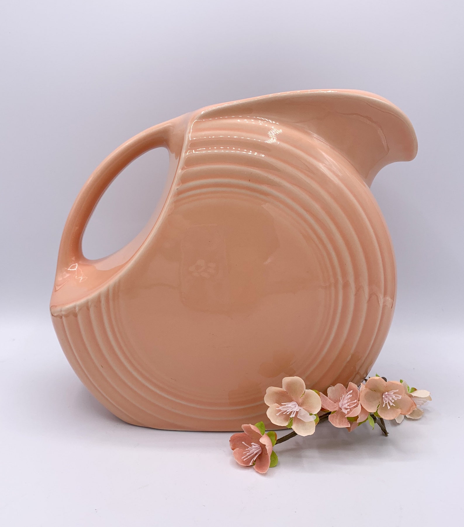 Fiesta Pitcher Fiesta Disc Pitcher Apricot Fiestaware Art Deco Pitcher ...