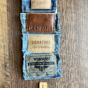 Salvaged Blue Jean Leather Tags, Jean Back Tags, Repurposed Jean Tags ...