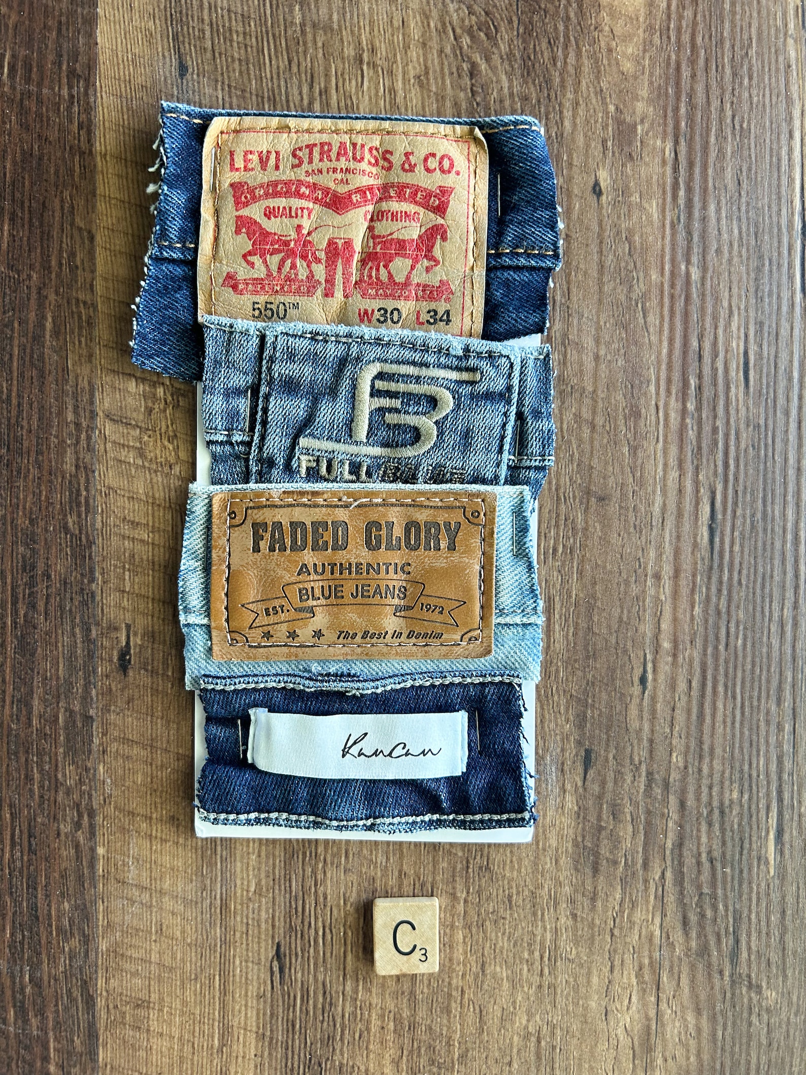 Salvaged Blue Jean Leather Tags, Jean Back Tags, Repurposed Jean Tags ...