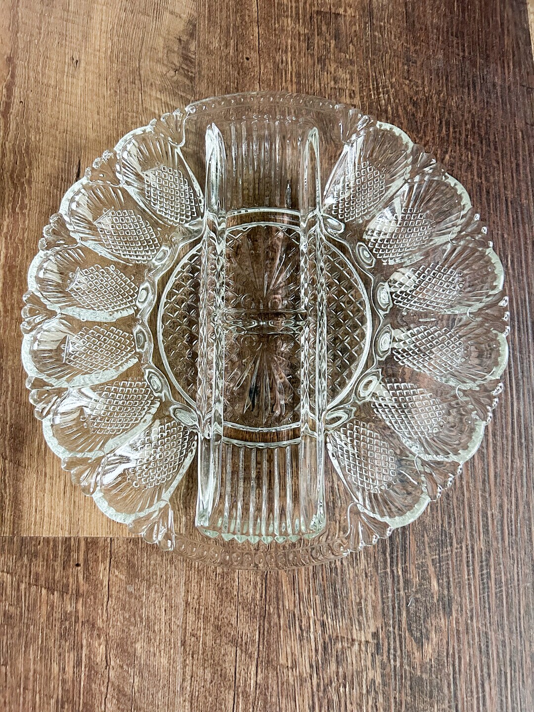 Vintage LE Smith Clear Glass Deviled Egg Tray, LE Smith Egg Tray, Egg ...