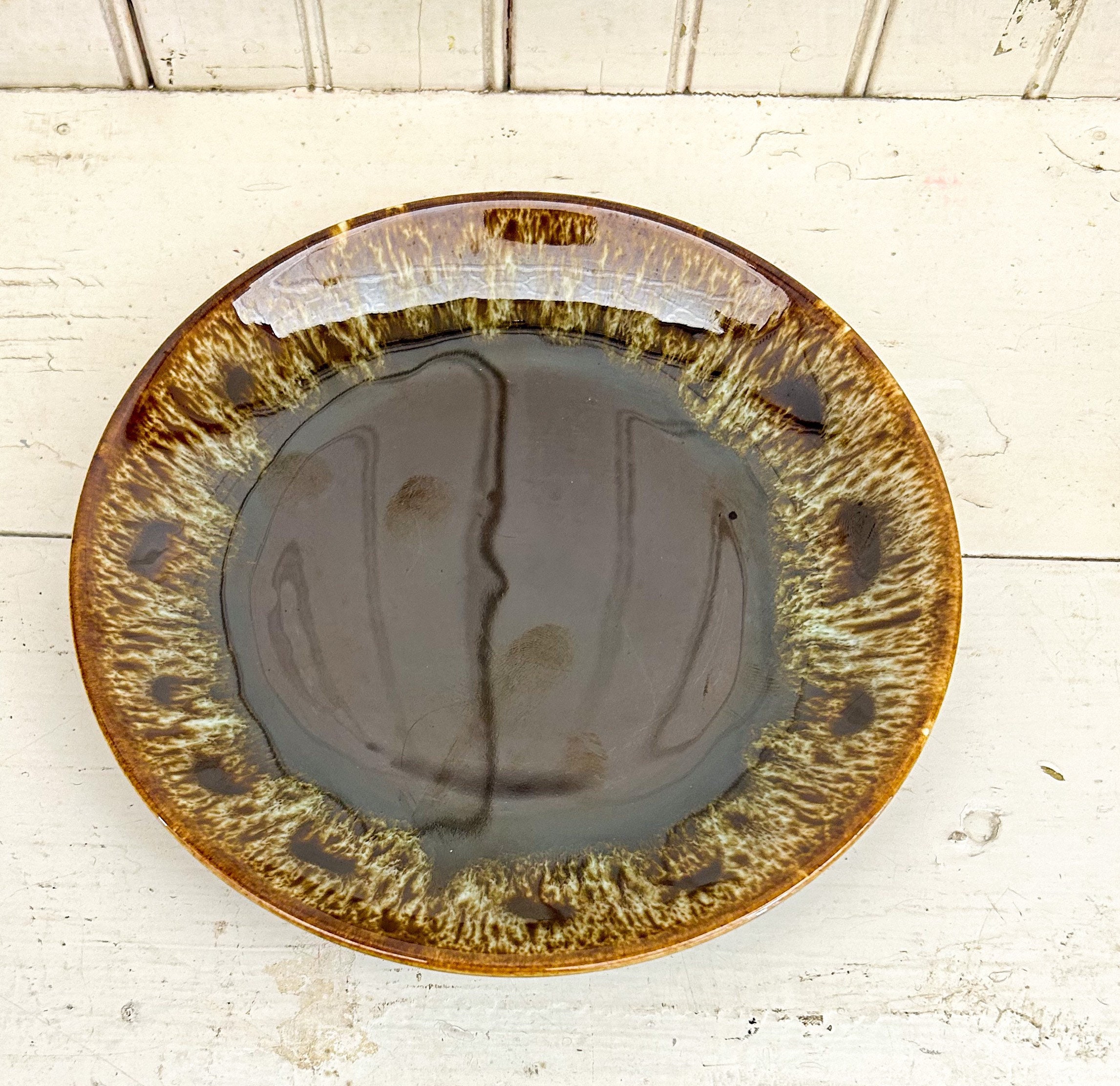 Harkerware, Vintage Harker Pottery Plates, Brown Drip Glaze Pottery ...
