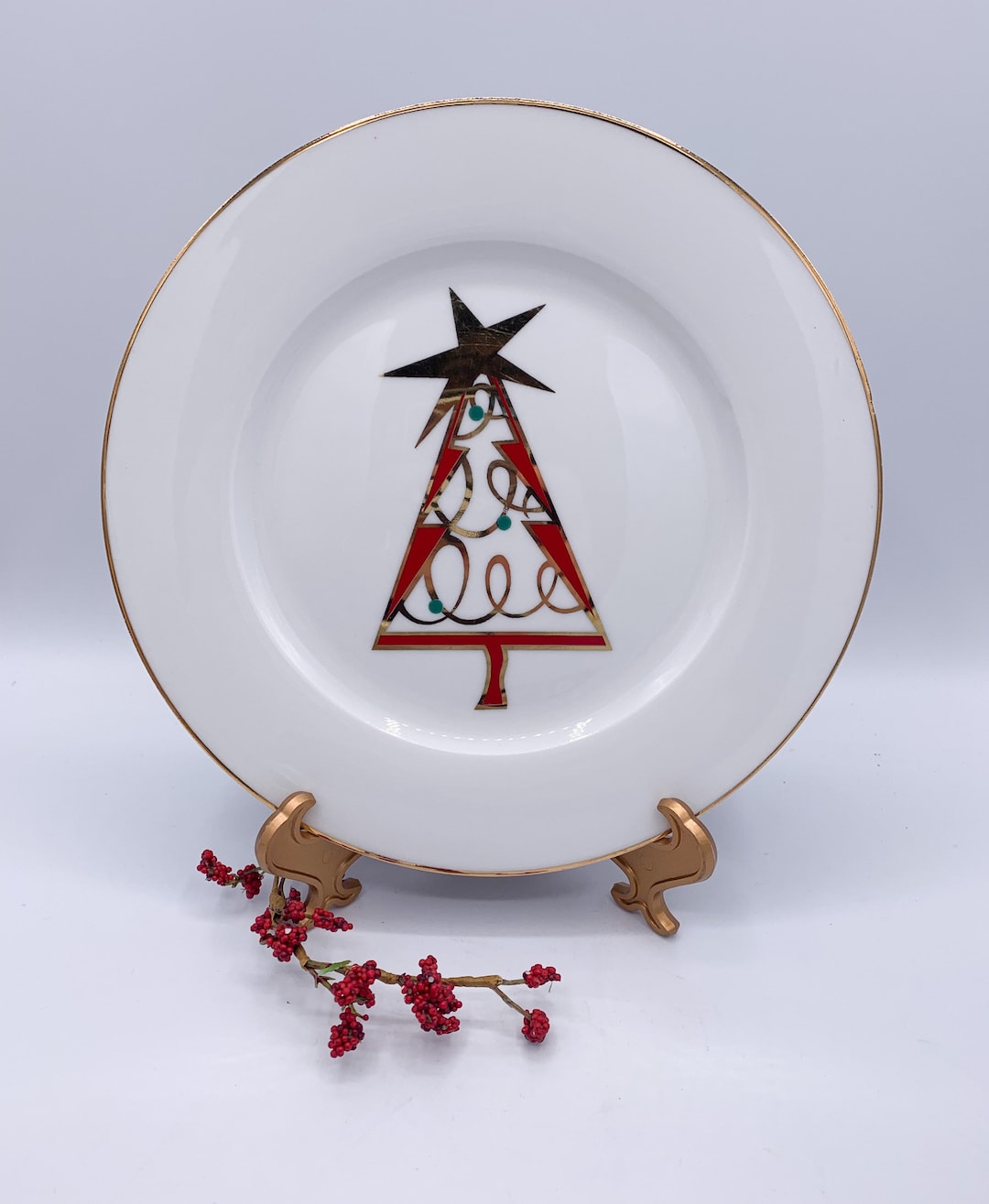 Vintage Pier 1 Christmas Tree Plates | Modern Christmas Plates | Salad ...