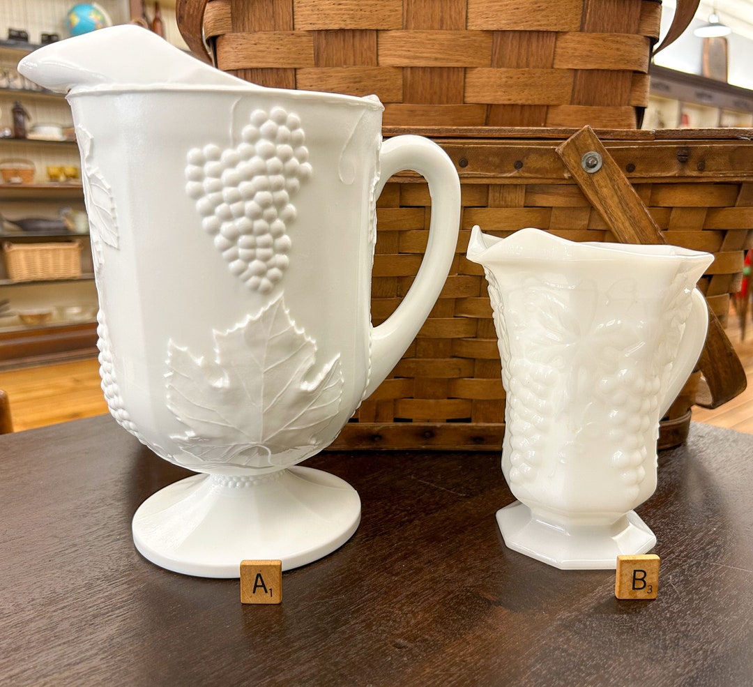 Milk Glass Pitcher | Hoosier Milk Glass | Vintage Milk Glass | Wedding ...
