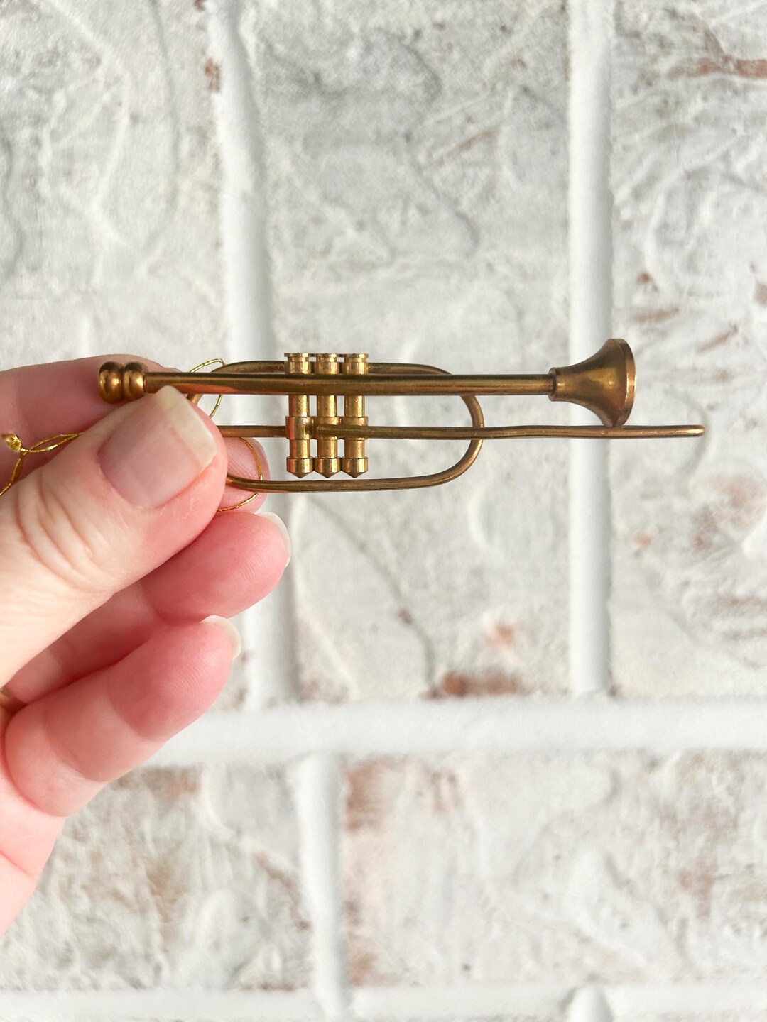 Vintage Miniature Brass Trombone Ornament, Mini Brass Ornament, Brass ...