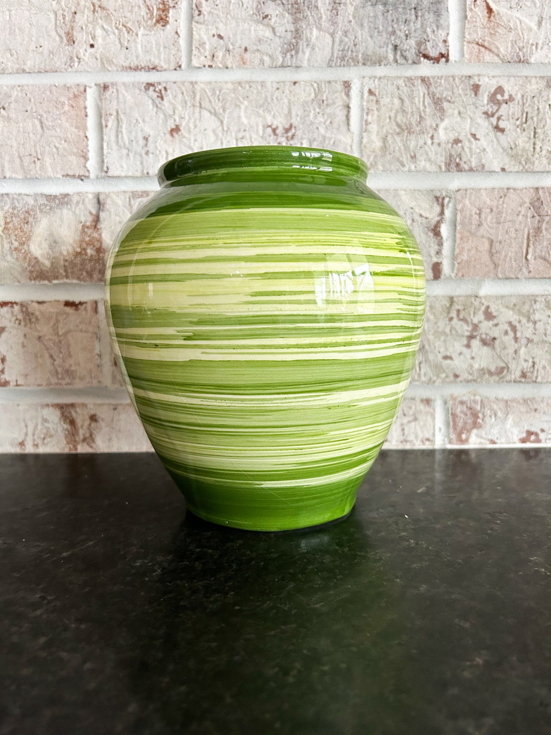 Green Floral Vase, Retro Vase, MCM Vase, Groovy Vase, Green Ceramic Vase, Emerald Green Vase ...